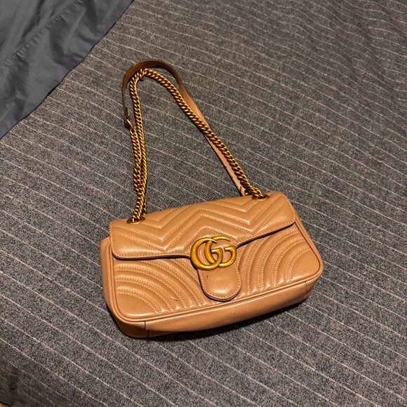 Gucci | Bags | Gucci Hand Purse Tan And Gold | Poshmark